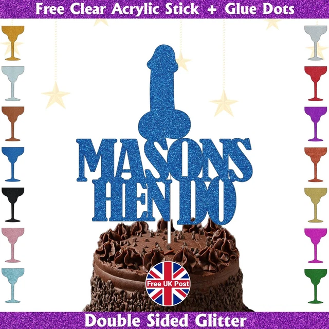 PERSONALISED CUSTOM GLITTER Cake Topper Hen Party Hen Do Party Any Name ...