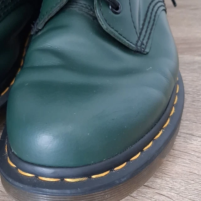 DR. MARTENS GREEN Leather Lace-Up Ankle Bootie Round Toe UK 9 EU 43 ...