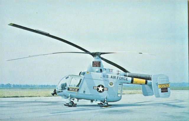 USAF CRASH RESCUE Fire Fighter Helicopter Kaman Husky HH-43B Vtg Chrome ...
