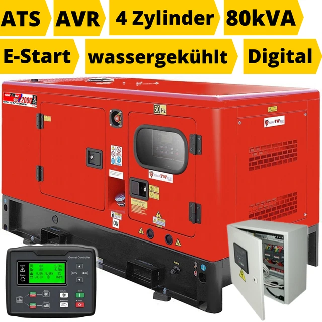 STROMERZEUGER DIESEL 80KVA Notstromaggregat 400V Stromaggregat Generator 53,3 PS EUR 14.490,00 ...