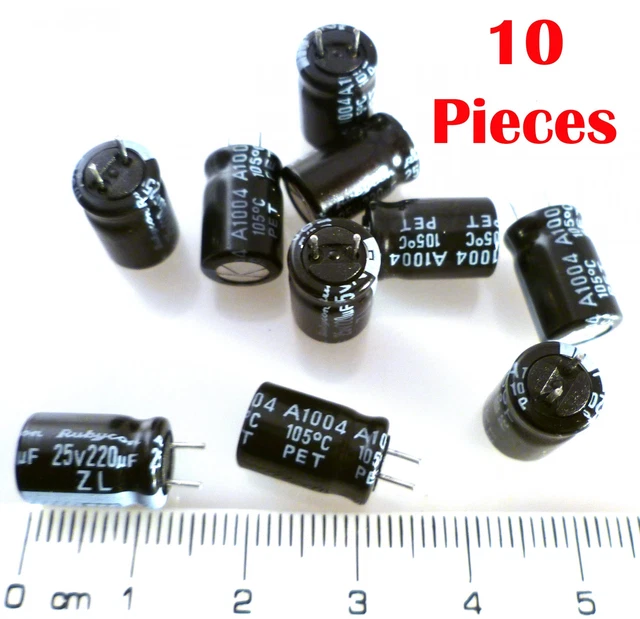RUBYCON ZL ELECTROLYTIC Capacitor 25V 220uF 105°C 10 Pieces OL0099E £8. ...