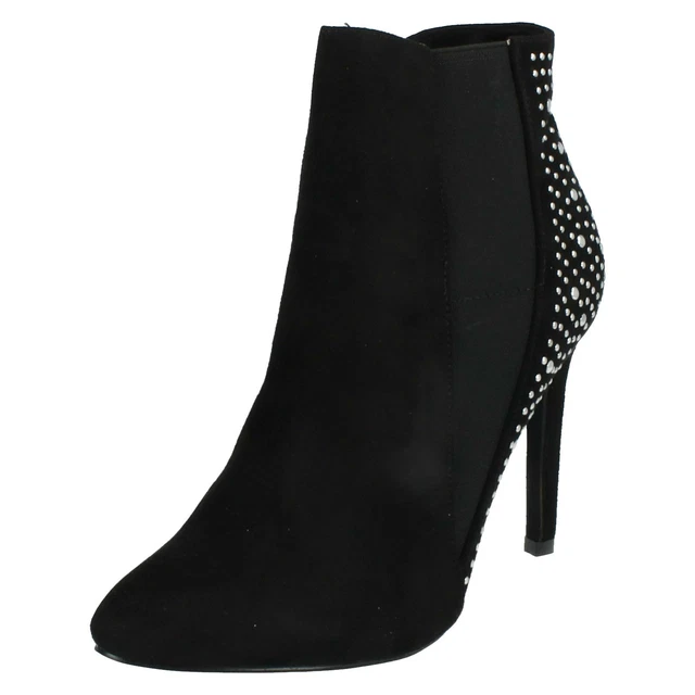 FEMMES ANNE MICHELLE Pointu Smart Travail Habillé Haut Talon Bottines ...