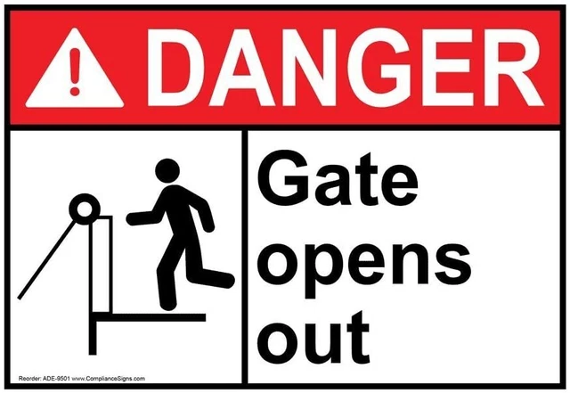 COMPLIANCESIGNS.COM DANGER GATE Opens Out ANSI Safety Sign with Symbol ...