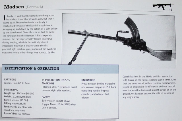MADSEN MACHINE GUN Picture Out of Print Spec Sheet Article Decor £3.72 ...