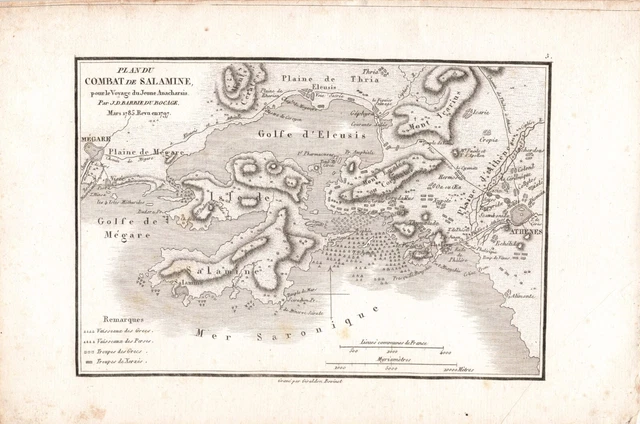 ANCIENNE GRAVURE VERS 1800 Bataille Grecque Plan De Combat De La ...