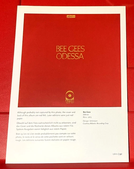 THE BEE GEES Odessa Album Cover Art PICTURE / PRINT 7.5" x 5.5" £1.99 ...