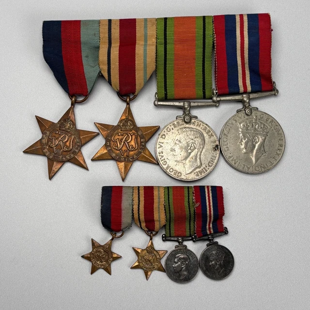 WW2 BRITISH CAMPAIGN War Medals Defence Africa Star & Miniatures Ribbon ...