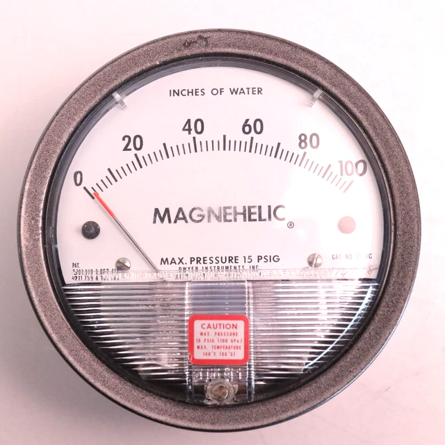 DWYER MAGNEHELIC DIFFERENTIAL Pressure Gauge 2100C Inches Of Water 0 dwyer-magnehelic-differential-pressure-gauge-2100c-inches-of-water-0