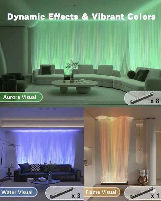 TACAHE RGB DYNAMIC Wave Wall Light - Flowing Water, Aurora Visual ...