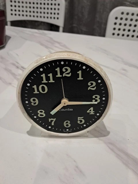VINTAGE WIND UP Alarm Clock By Columbia. NOT WORKING. Black Face. NO ...