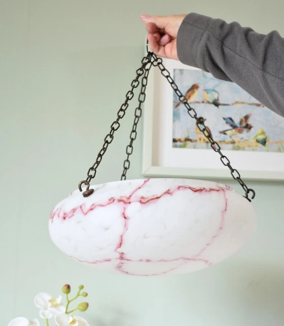 VINTAGE ART DECO Marble Fly Catcher Glass Pendant, Ceiling Light shade ...