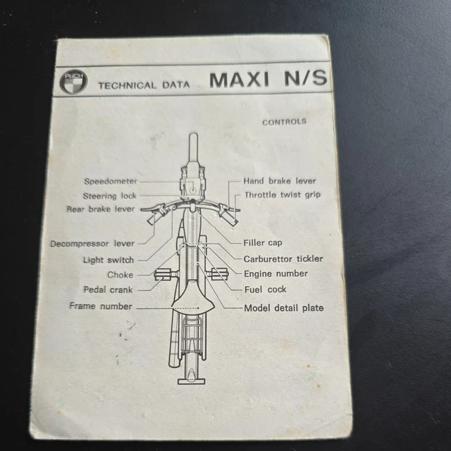 PUCH MAXI MOPED 2hp - Technical Data Sheet - ORIGINAL £8.12 - PicClick UK