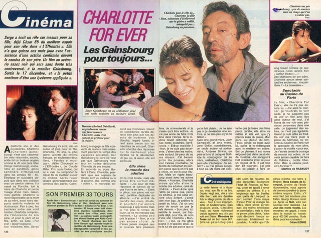 COUPURE DE PRESSE Clipping 1986 Charlotte Gainsbourg (2 pages) EUR 5,00 - PicClick FR