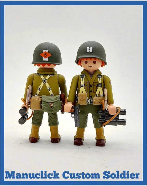 PLAYMOBIL CUSTOM WW2 US ARMY CAPTAIN RANGER PISTOLET M1911 GUERRE ...