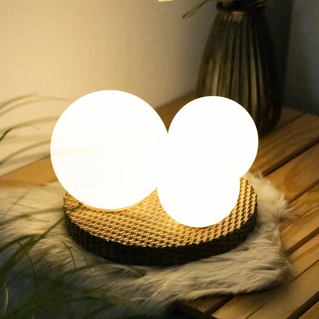 SOLAIRE LED TABLE Lampe Extérieur Jardin Déco Rotin Optique Ballon ...