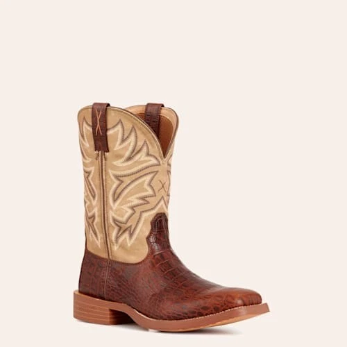 TWISTED X MEN'S Tech X Ginger Caiman Print and Pearl Wide Square Toe ...