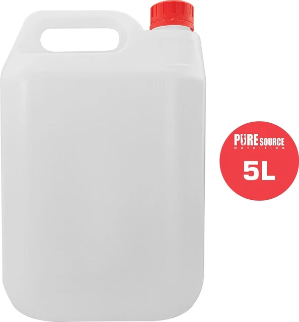 PLASTIC JERRY CAN Water Bottle Container with Tamper Red Cap - 5L Litre ...