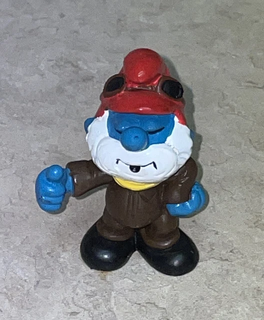 SMURFS 20223 PILOT Papa Smurf Airplane Rare Vintage 1985 Figure PVC Toy ...