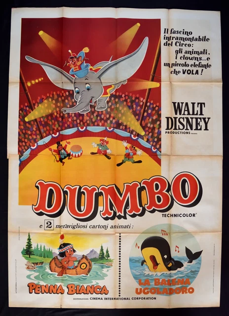 MANIFESTO DUMBO WALT Disney Cartoon Animazione Circo Elefante Circus ...