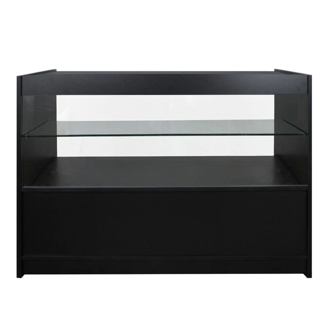 SHOP COUNTER BLACK Retail Display Storage Showcase Cabinet Glass ...