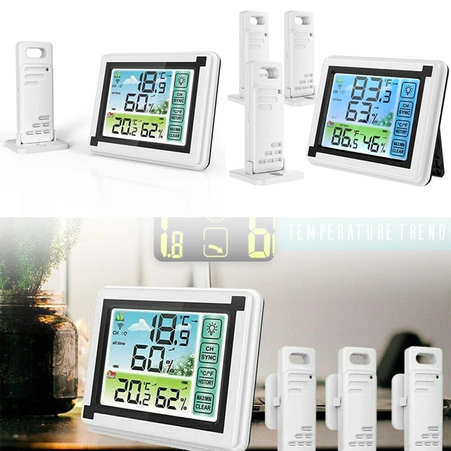 STATION MÉTÉO PORTABLE Thermomètre Hygromètre avec 3 Transmetteurs Sans Fil EUR 47,72 - PicClick FR