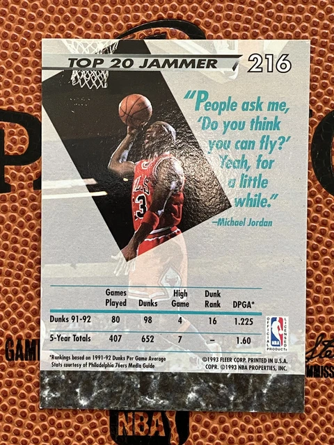 1992-93 FLEER ULTRA NBA Jam Session Michael Jordan #216 Insert Bulls ...