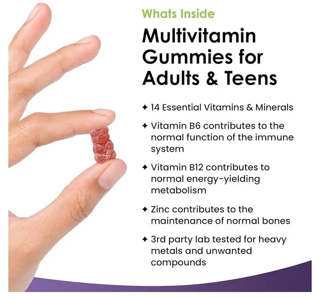 HIGH STRENGTH MULTIVITAMIN Gummies Men & Women 14+ Essential Vitamins ...