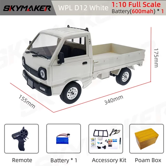 WPL D12 1:10 RC Car Simulation Drift Climbing Truck LED Light On-Road ...