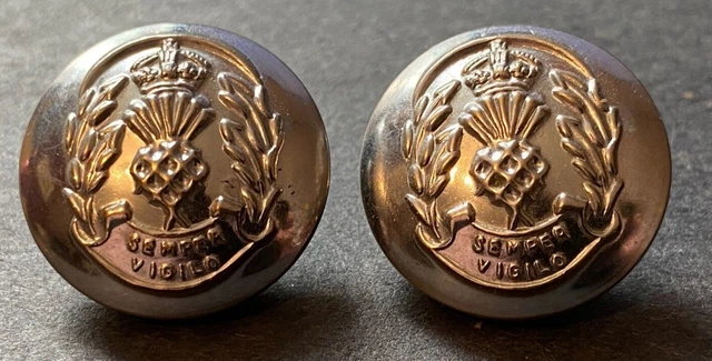 SCOTTISH POLICE 24MM Buttons x 2 Kings Crown Semper Vigilo Obsolete Lot ...