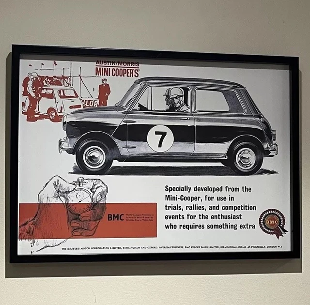 BMC AUSTIN MORRIS Mini Cooper S Types Mk1 Cool Retro Garage Wall Art ...