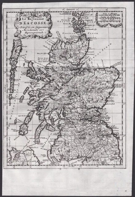 SCOTLAND ÉCOSSE ECOSSE Grand Grande-Bretagne Map Carte Sanson Engraving ...