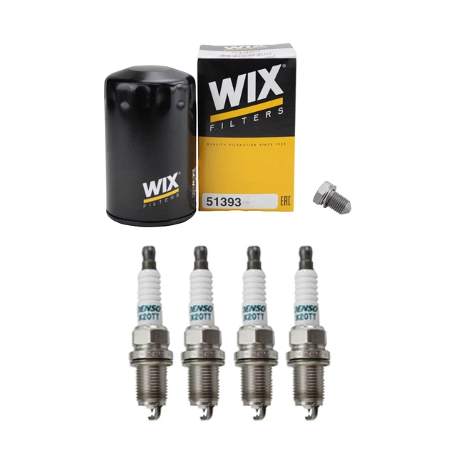 WIX ENGINE OIL Filter Denso 4 Spark Plugs kit for A4 Beetle Golf Jetta ...