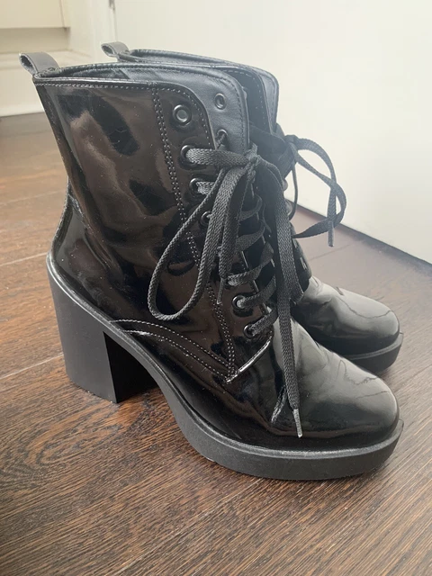 PATENT LEATHER PVC Heeled Boots River Island Size UK6 £25.00 - PicClick UK