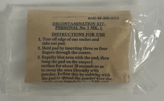 BRITISH MILITARY ISSUE Decontamination Kit Personal No.1 Mk.1, Undated ...