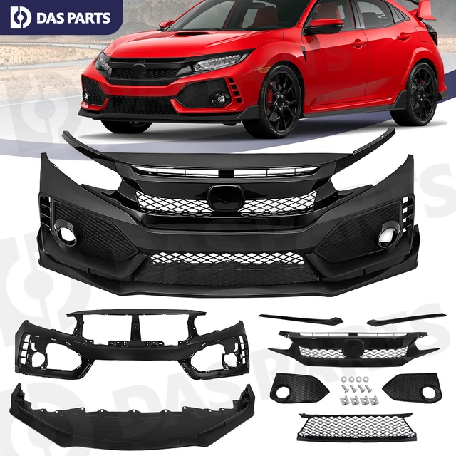 TO TYPE R Style Front Bumper Cover Grille Lip Assembly For 2016-2021 ...