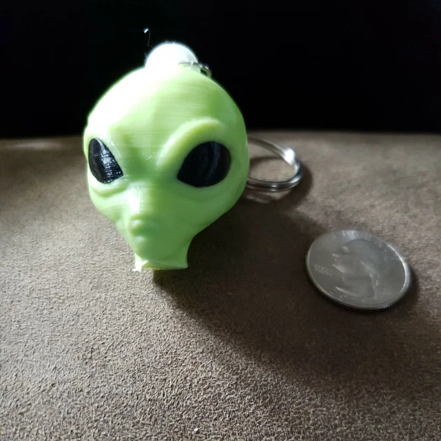LIME GREEN SPACE Alien Head Key Chain $5.00 - PicClick