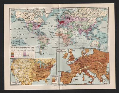 MAP MAP MAP 1925: the Population Density of the Earth. United States ...