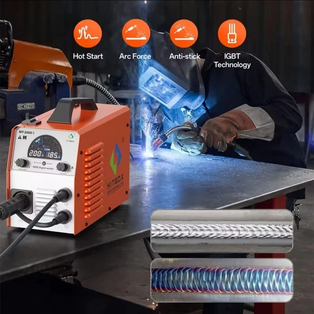 HITBOX 4-IN-1 MIG Welding Machine Gasless 200Amp Inverter for MMA TIG ...