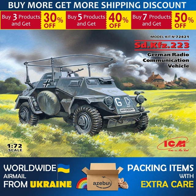 SD.KFZ.223 GERMAN RADIO Communication Vehicle WWII 1/72 Scale Model Kit ...