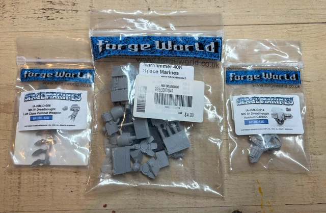 FORGEWORLD SPACE MARINE MKIV Dreadnought with weapon arms 40k 30k oop ...