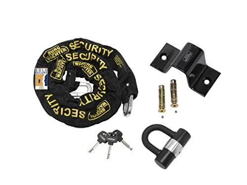BURG-WACHTER 2M SOLD Secure Gold Bike Chain, Lock and Ground Anchor Kit ...