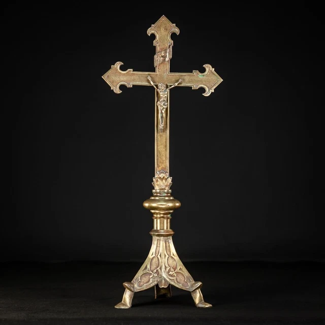 ALTAR CRUCIFIX | Standing Gothic Bronze Cross | Antique Crucifixion Jesus 20.5" EUR 460,34 ...