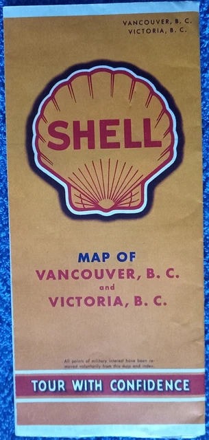 VINTAGE MAP VANCOUVER And Victoria B.C. 1942 Shell Superb Condition £25 ...