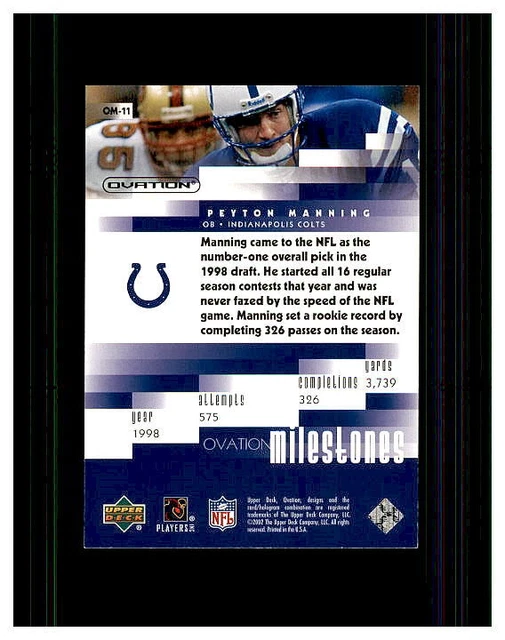 2002 UPPER DECK Ovation Jalestones Peyton Manning #OM11 Colts, Broncos EUR 5,48 - PicClick FR