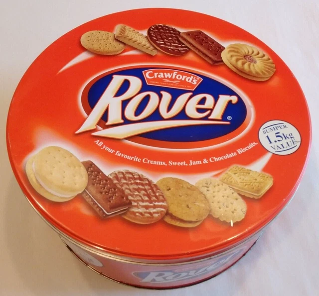 VINTAGE CRAWFORDS ROVER Classic Biscuit Tin 1.5kg Extra Large Cake Tin ...