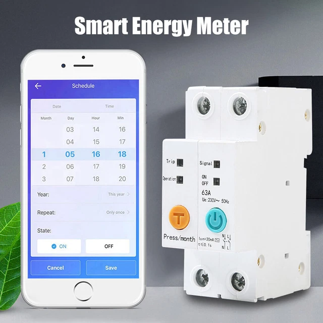 63a Single Phase Wifi Smart Energy Meter Kwh Metering Monitoring Circuit Breaker Eur 35 08