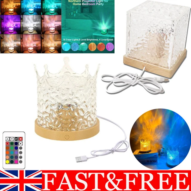 WATER RIPPLE LAMP Night Light Remote Control Dynamic Projection Table ...