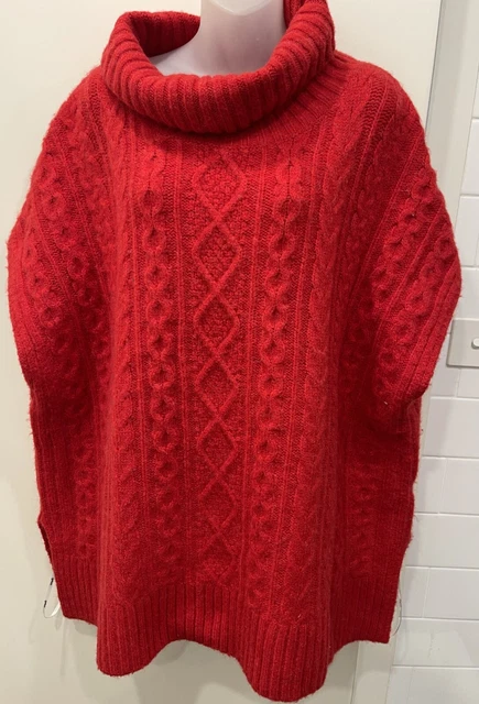 TAKING SHAPE VIRTUELLE Red, Cable Knit Roll Neck Vest -18- NWT rrp $139 ...