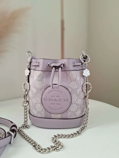 NEW COACH MINI Dempsey Bucket Bag In Signature Jacquard Stripe Patch c8322 £188.19 - PicClick UK