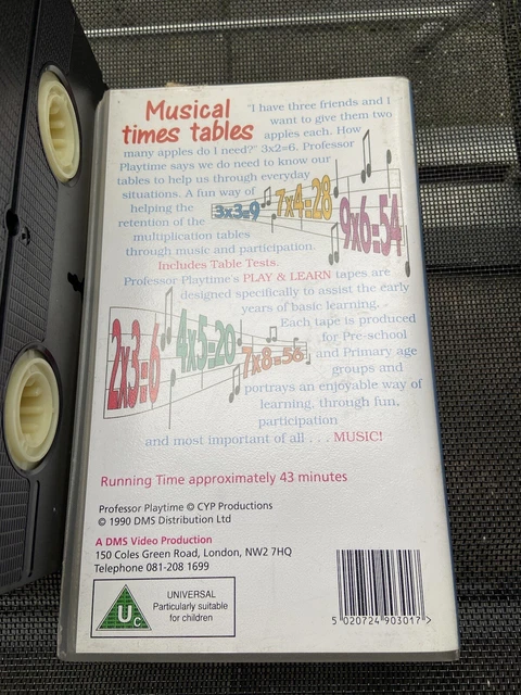 MUSICAL TIMES TABLES With Professor Playtime Play & Learn VHS Used ...